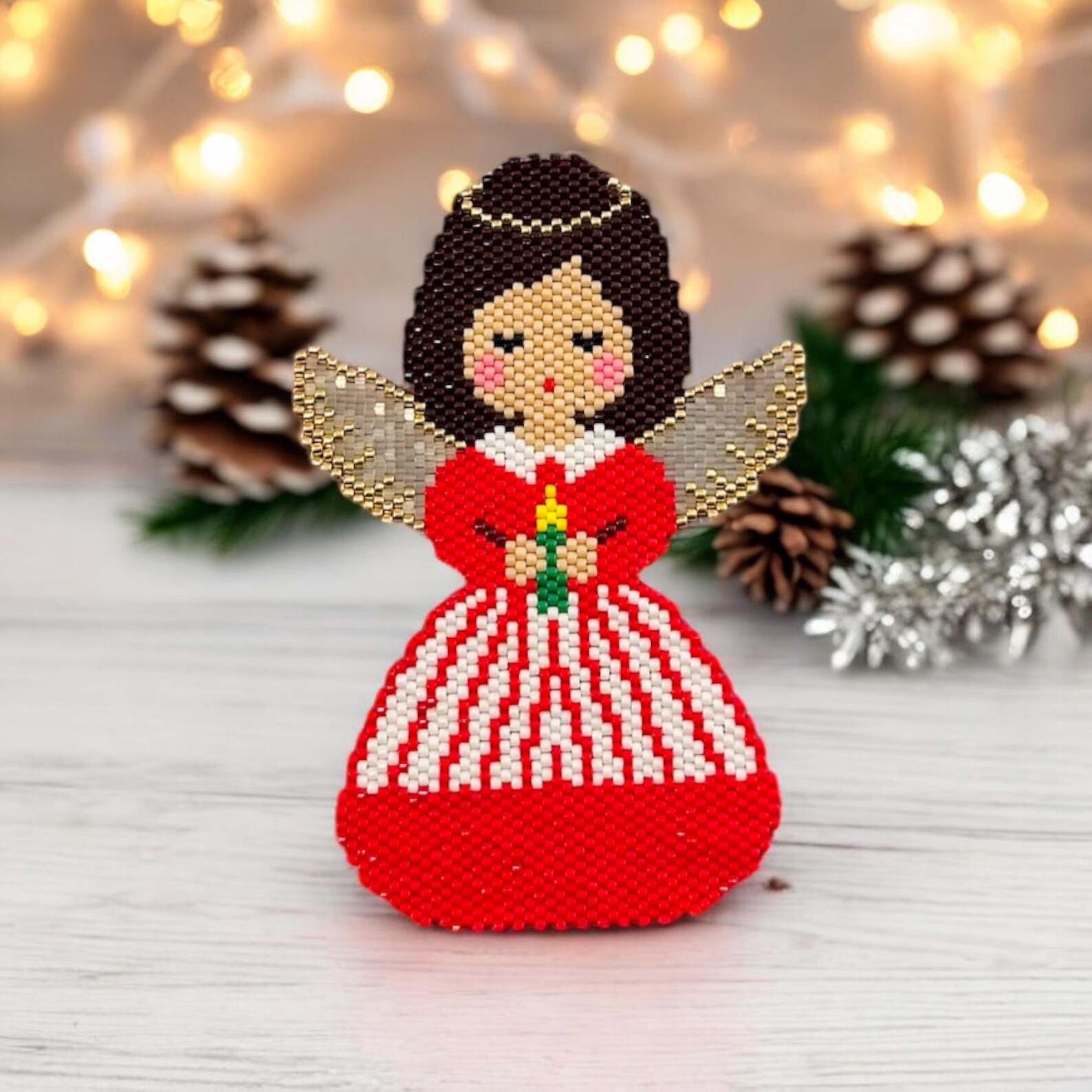Peyote Stitch and Brick Stitch Angel Pattern, Christmas Angel, Digital ...