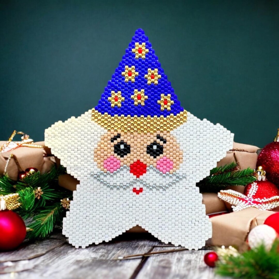 Peyote Stitch or Brick Stitch Santa Claus Pattern, Christmas Banner ...