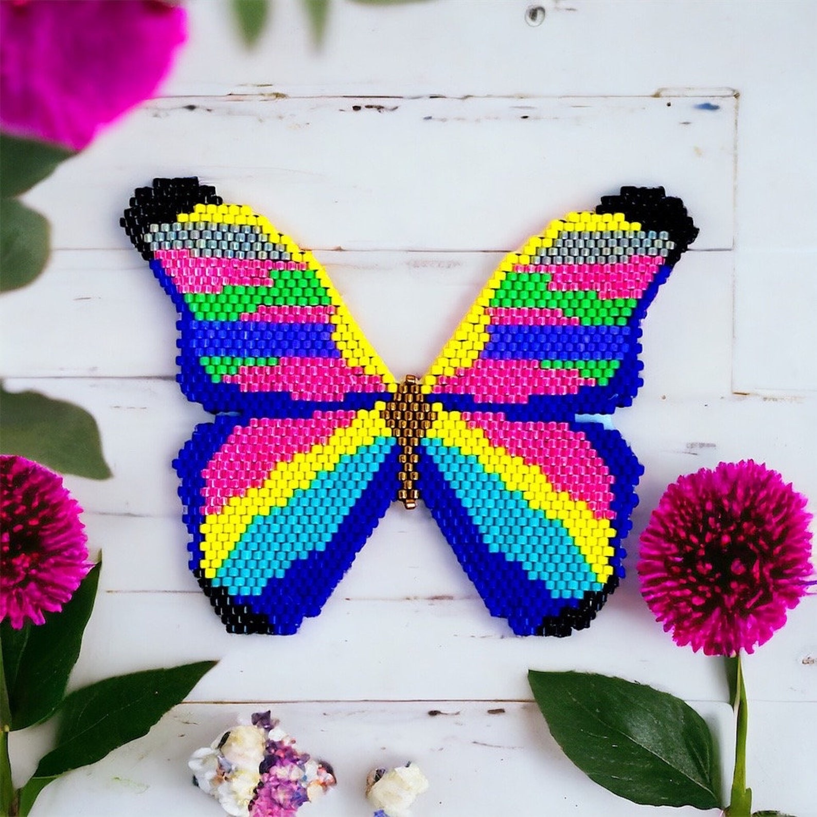 Brick Stitch Beaded Butterfly Pattern, Miyuki Delica (PDF Pattern) - Etsy