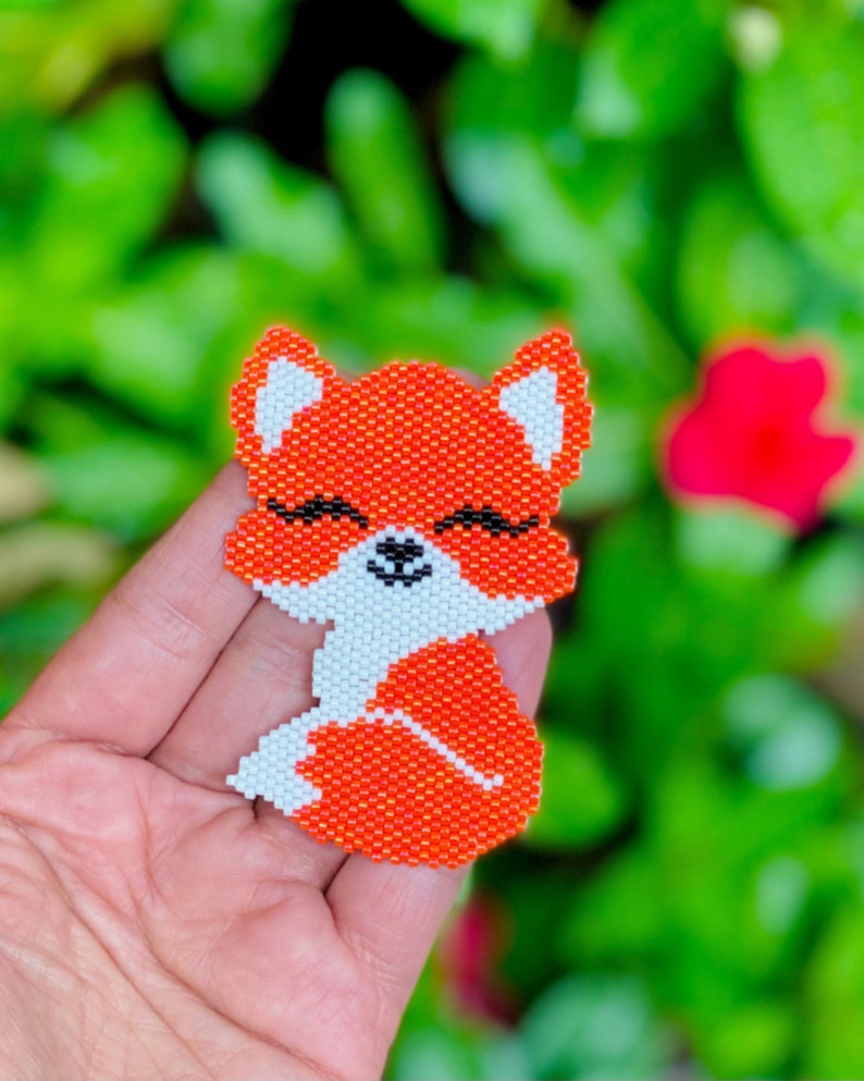 Cute Fox - Brick and Peyote Stitch Pattern, Seed Beads Fox Pattern ...