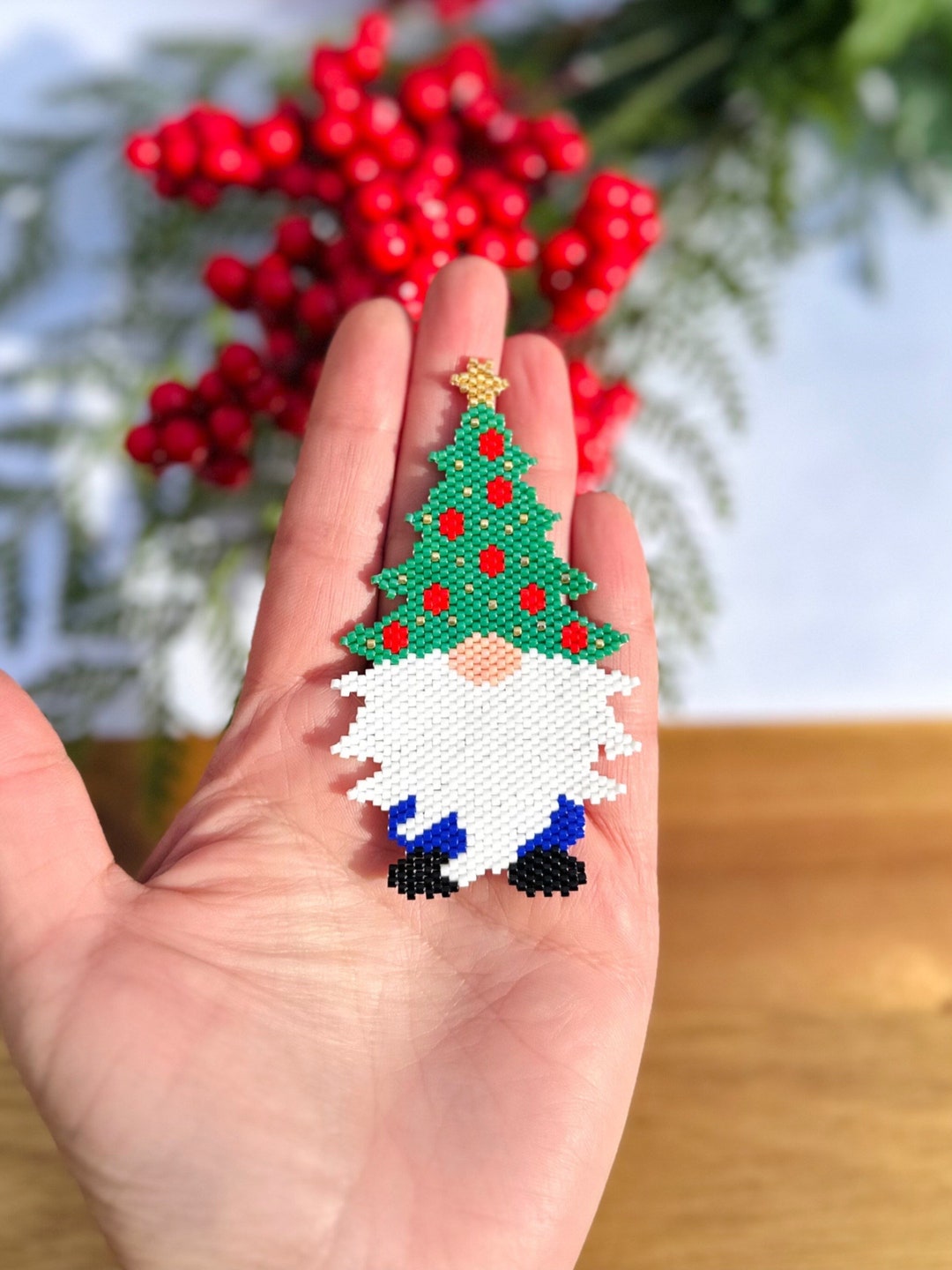 Peyote and Brick Stich Christmas Gnome Pattern, Christmas Gnome ...