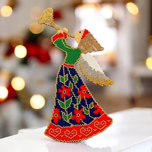 Peyote Stitch or Brick Stitch Angel Pattern, Christmas Angel, Digital ...