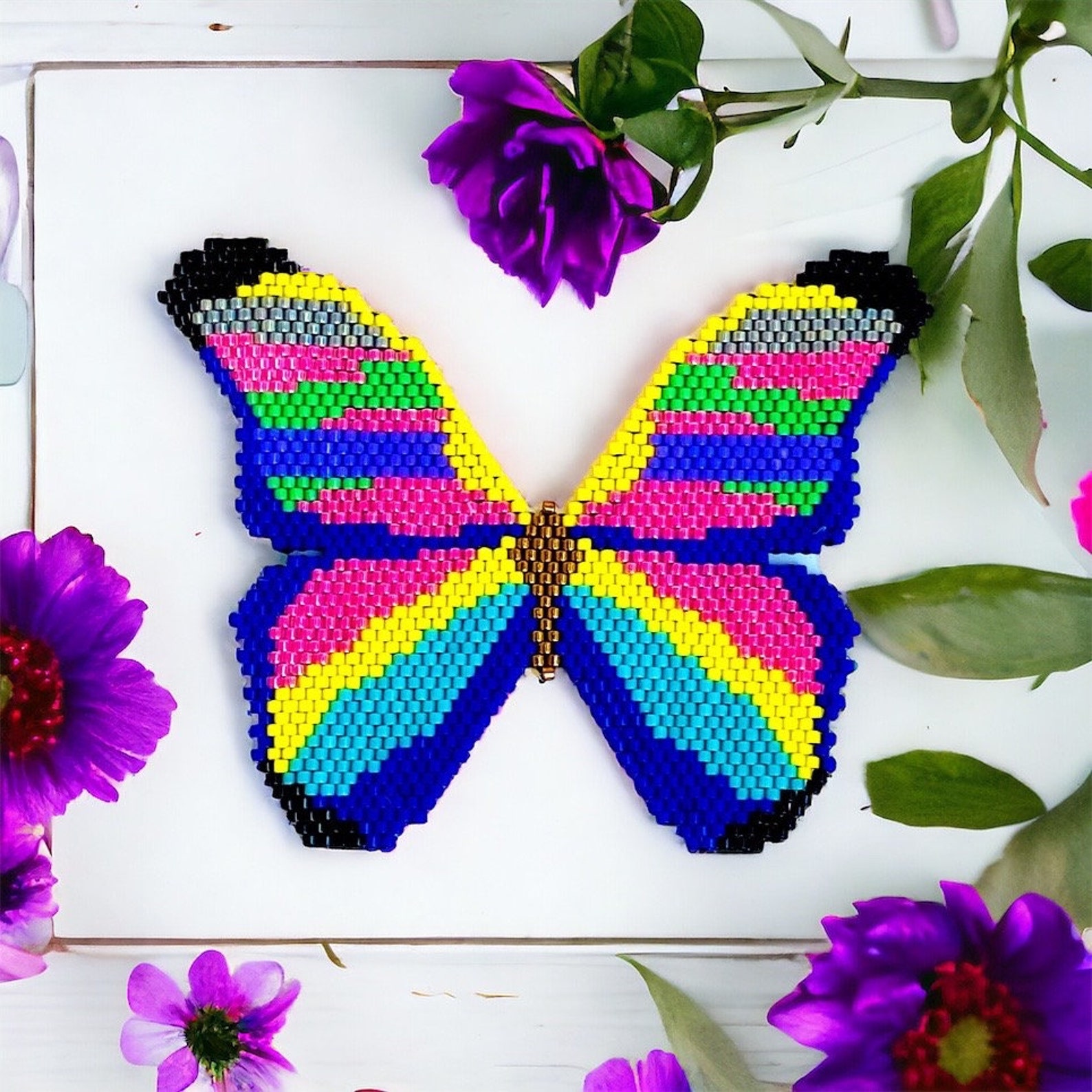 Brick Stitch Beaded Butterfly Pattern, Miyuki Delica (PDF Pattern) - Etsy