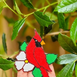 Cardinal Bird Brick Stitch Pattern, Miyuki Delica Beads (digital ...