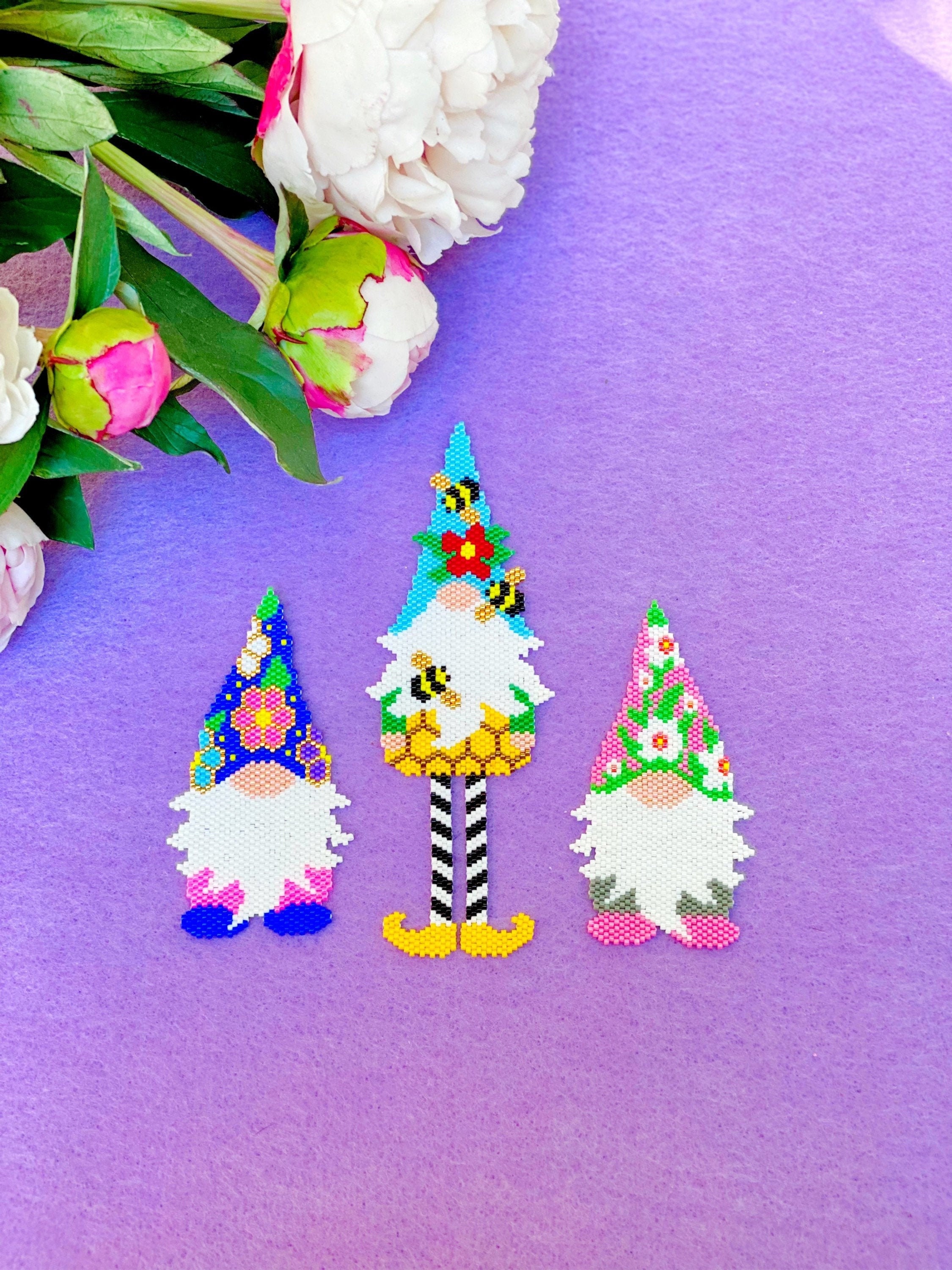 Combo-garden Gnomes Peyote or Brick Stitch Bead Pattern, Gnome Pattern ...
