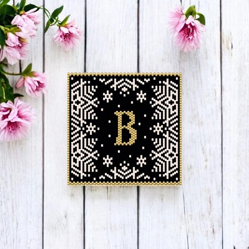 Peyote and Brick Stitch Beaded Coaster/tile Pattern Letter M, Digital ...