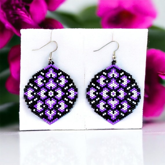 Peyote and Brick Stitch Earrings Patterns Brick Stitch Pattern Peyote Stitch Seed Beads Earrings Pattern Beaded Earrings Miyuki Delica Etsy