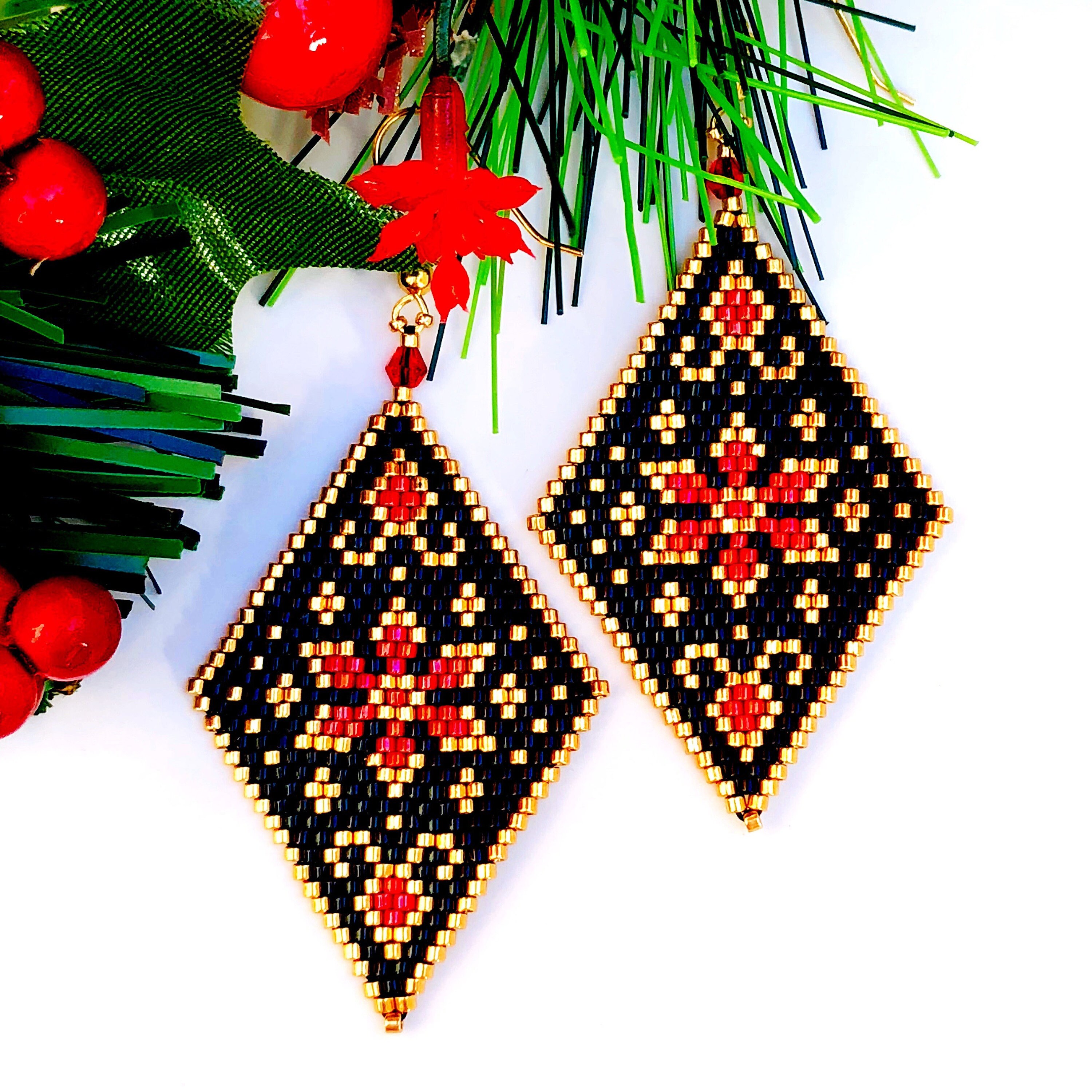 Sewing & Fiber Brick Peyote Stitch Charm Earring Pendant Lemon Tree ...