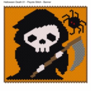 Halloween Pattern - Death, Brick Stitch Pattern, Peyote Stitch Pattern ...
