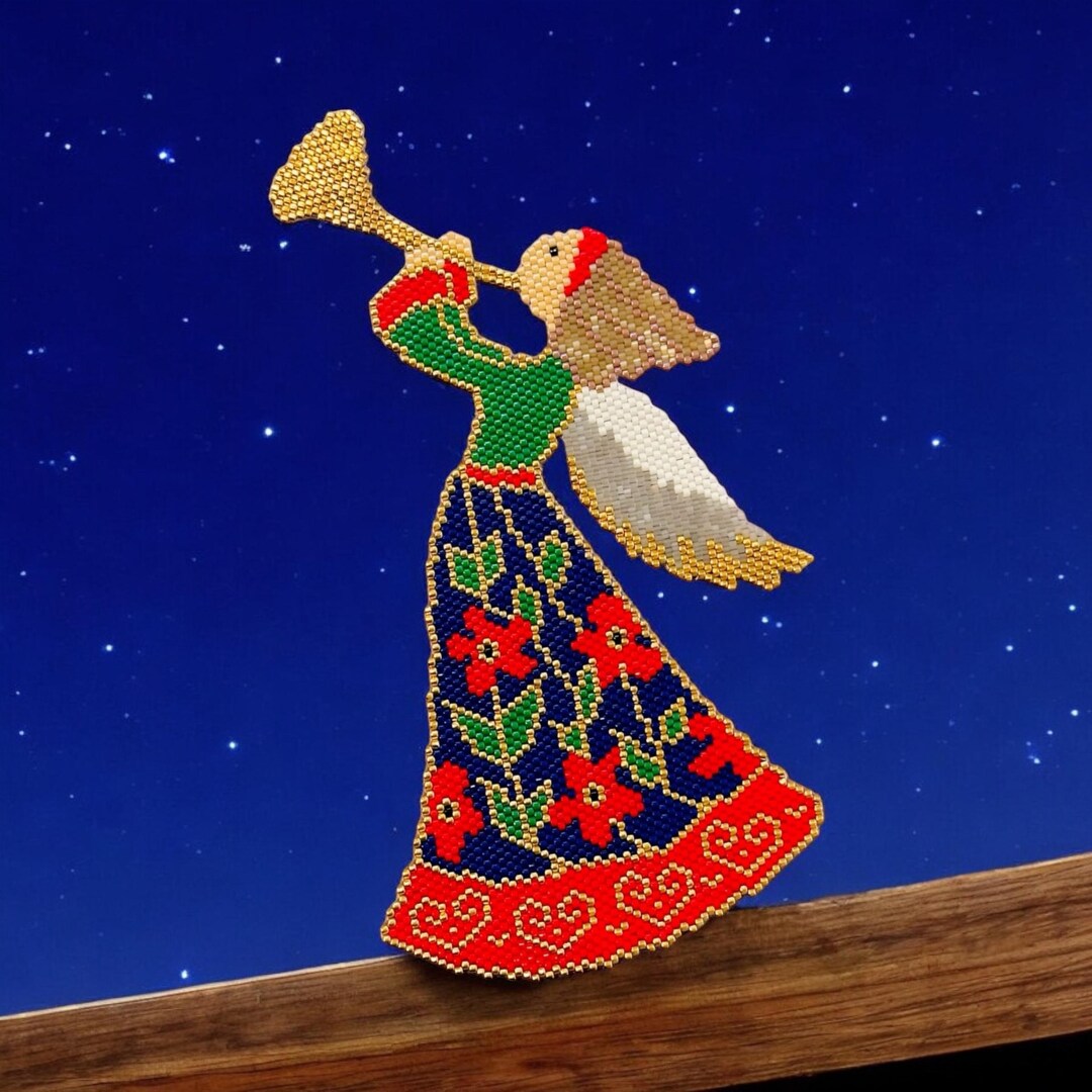 Peyote Stitch or Brick Stitch Angel Pattern, Christmas Angel, Digital ...