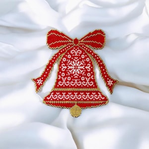 Peyote Stitch and Brick Stitch Christmas Bell Pattern, Christmas Bell ...