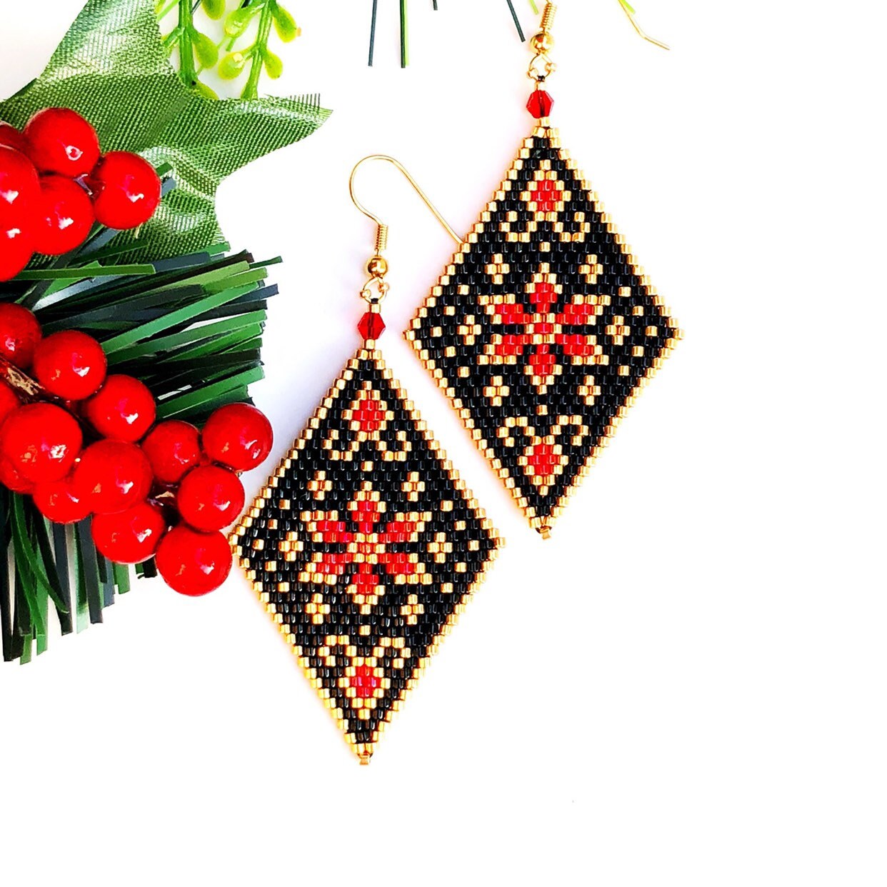 Sewing & Fiber Brick Peyote Stitch Charm Earring Pendant Lemon Tree ...