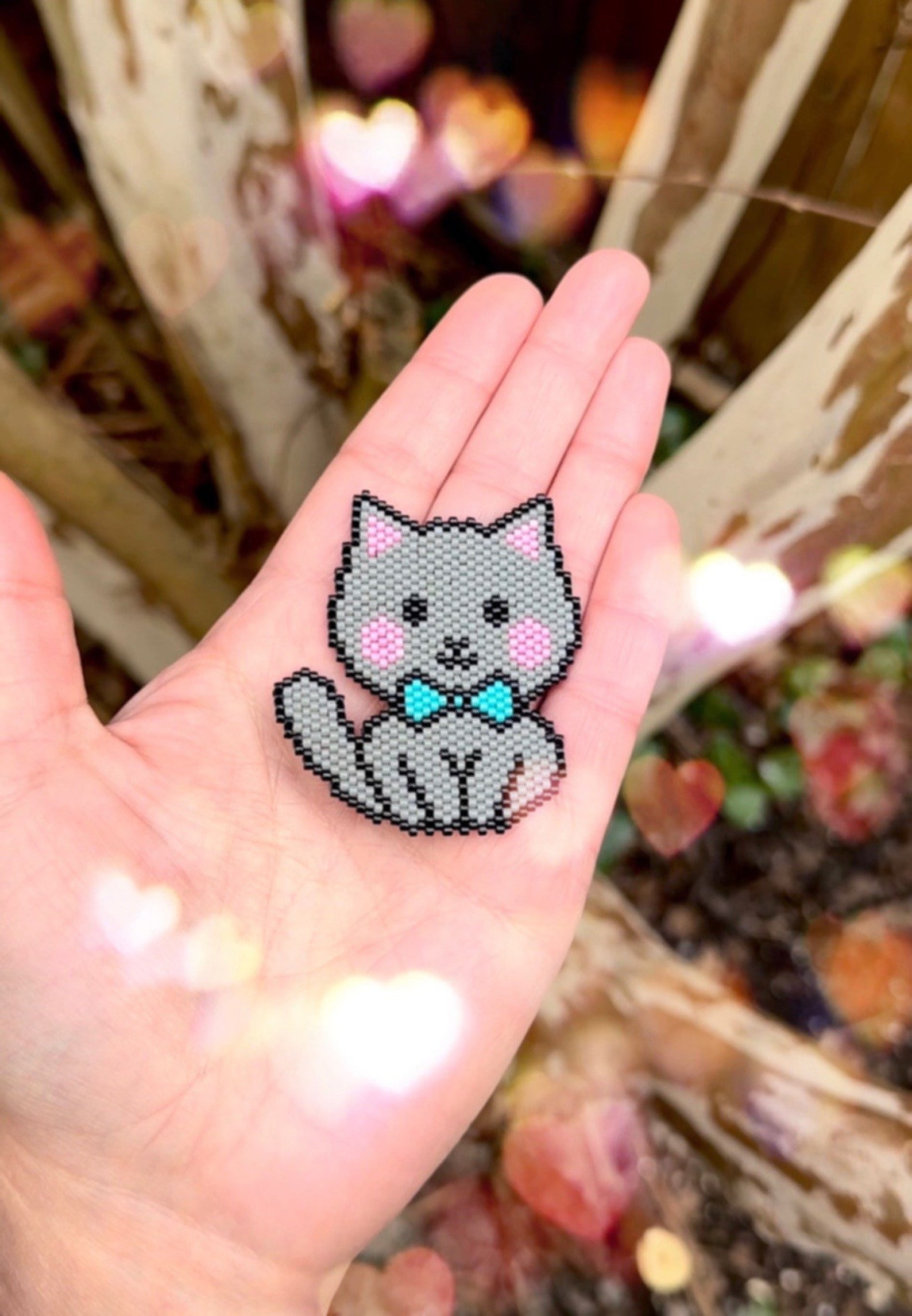 Cute Cat - Brick and Peyote Stitch Pattern, Seed Beads Cat Pattern ...