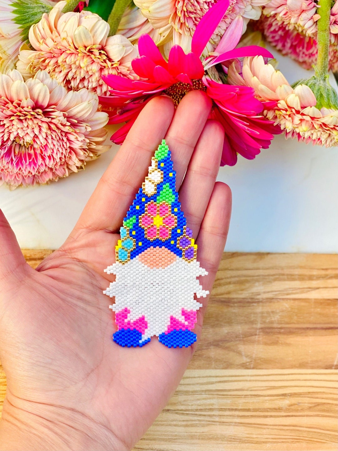 Garden Gnome Peyote or Brick Stitch Bead Pattern, Easter Gnome Pattern ...