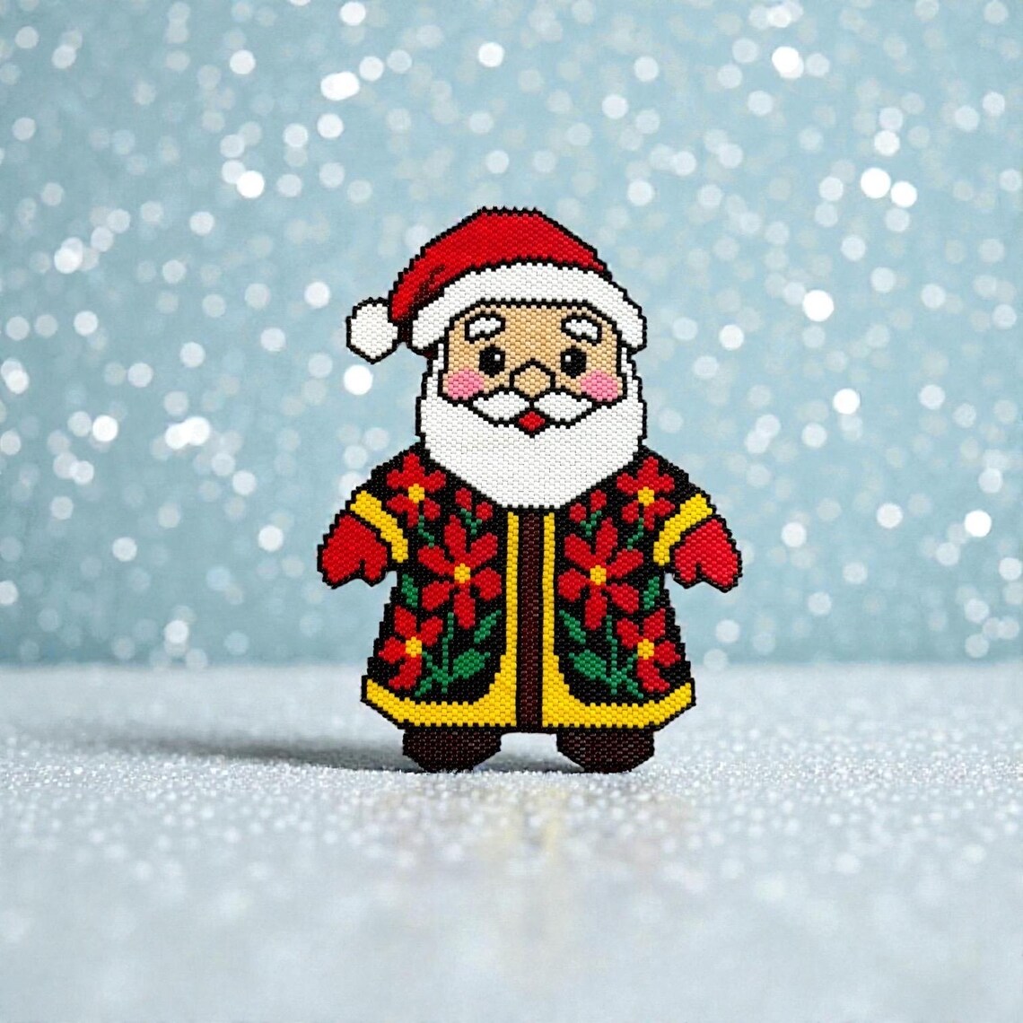 Santa Beading Pattern PDF - Peyote & Brick Stitch Ornament With Miyuki ...