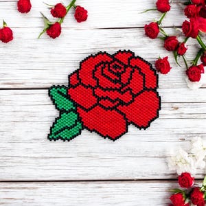 Rose - Brick and Peyote Stitch Pattern, Seed Beads Rose Pattern ...