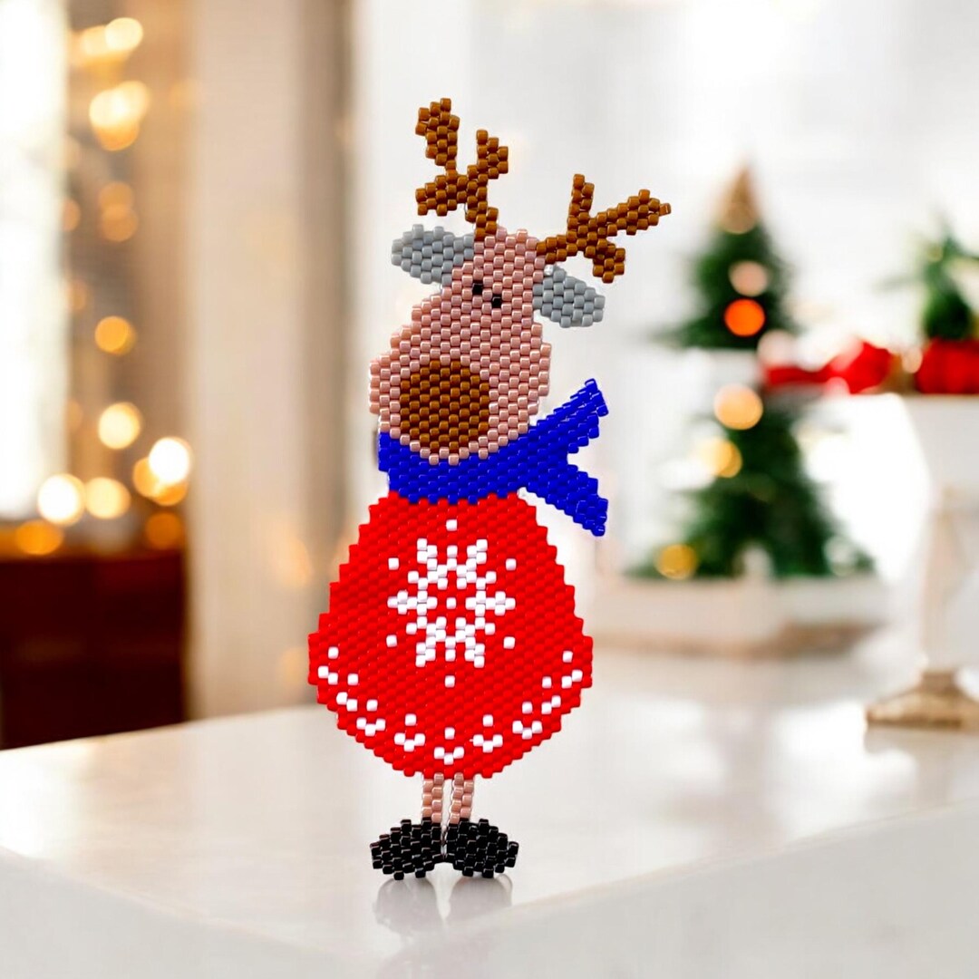 Peyote Stitch Christmas Moose Pattern, Brick Stitch Moose Pattern, PDF ...