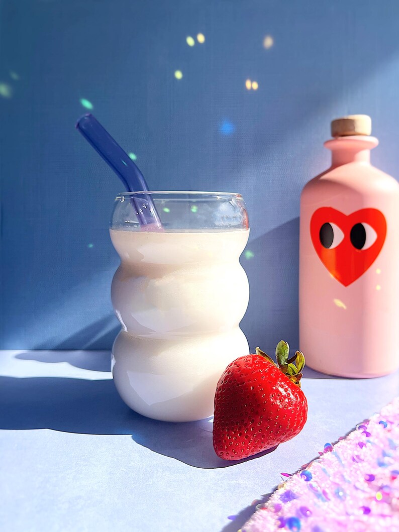 Handmade Borosilicate Bubble Glass Cup - 550ml Wavy Design - Etsy
