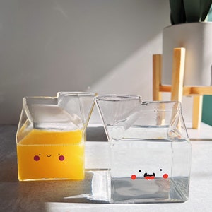 Kawaii Cute-milk Box Glass Cup. - Etsy