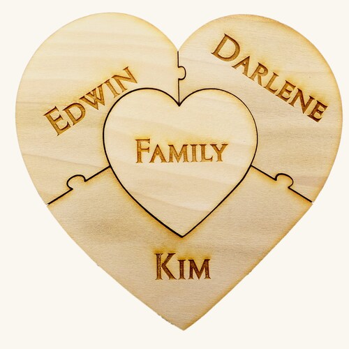 Custom Family Wooden Heart Puzzle Family Unity Puzzle - Etsy