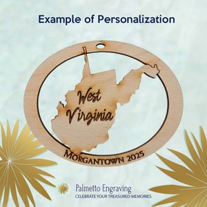 Personalized West Virginia Ornament - West Virginia State Ornament ...