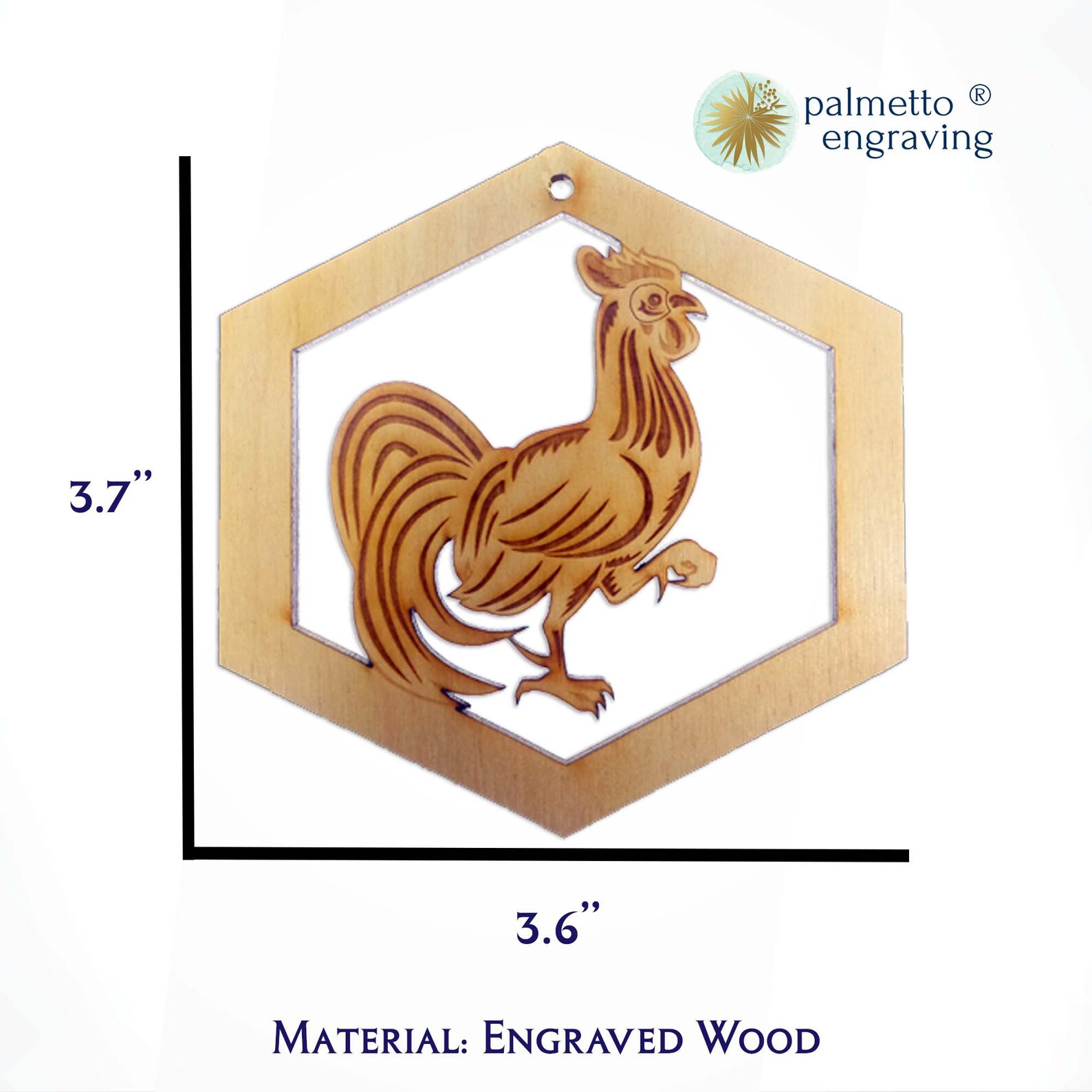 Personalized Rooster Ornament - Rooster Christmas Ornaments - Rooster ...