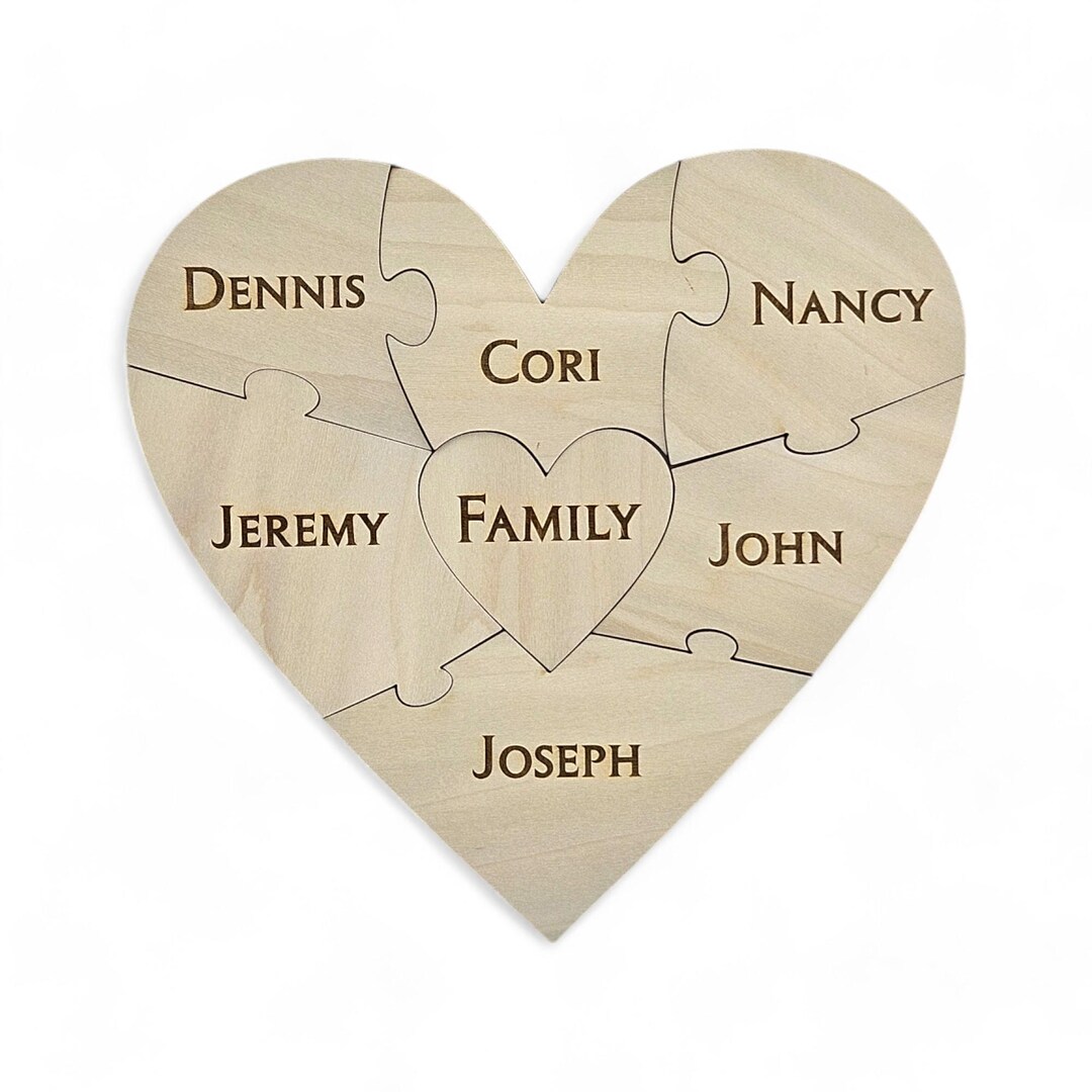 Custom Family Wooden Heart Puzzle - Family Unity Puzzle - Pregnancy ...