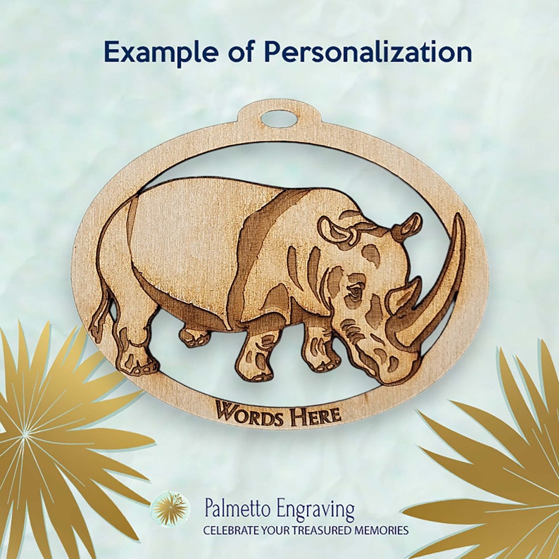 Personalized Rhinoceros Ornament - Rhinoceros Christmas Ornament ...