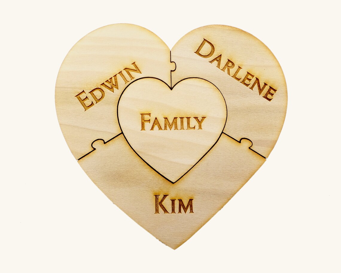 Custom Family Wooden Heart Puzzle Family Unity Puzzle - Etsy