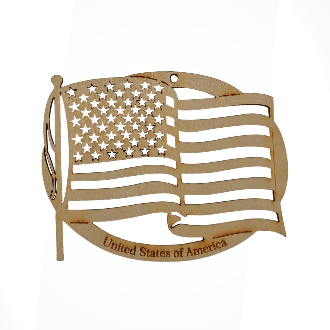Unique American Flag Ornaments for Christmas Tree, Wood American Flag ...