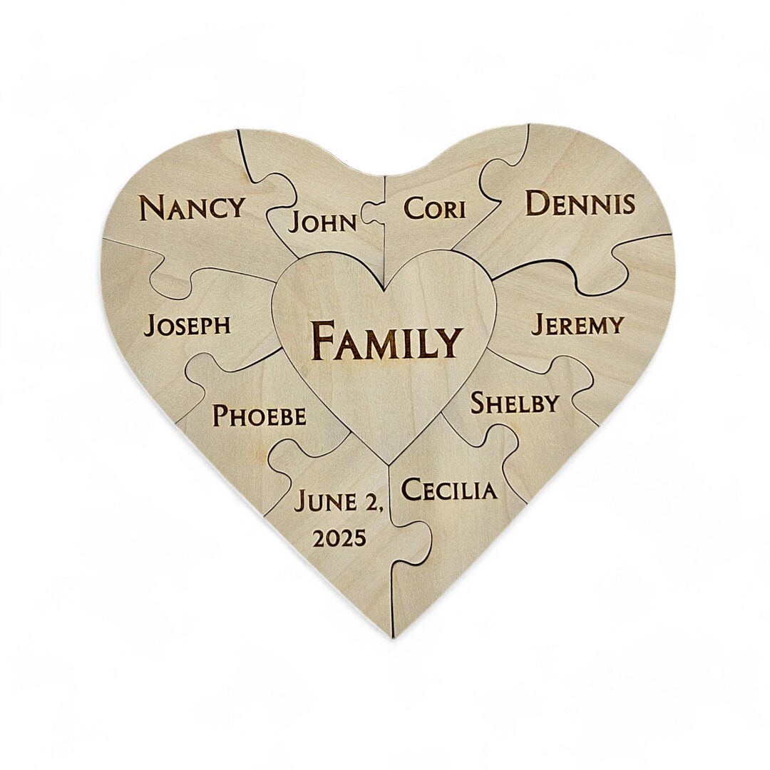 Custom Family Wooden Heart Puzzle - Family Unity Puzzle - Pregnancy ...