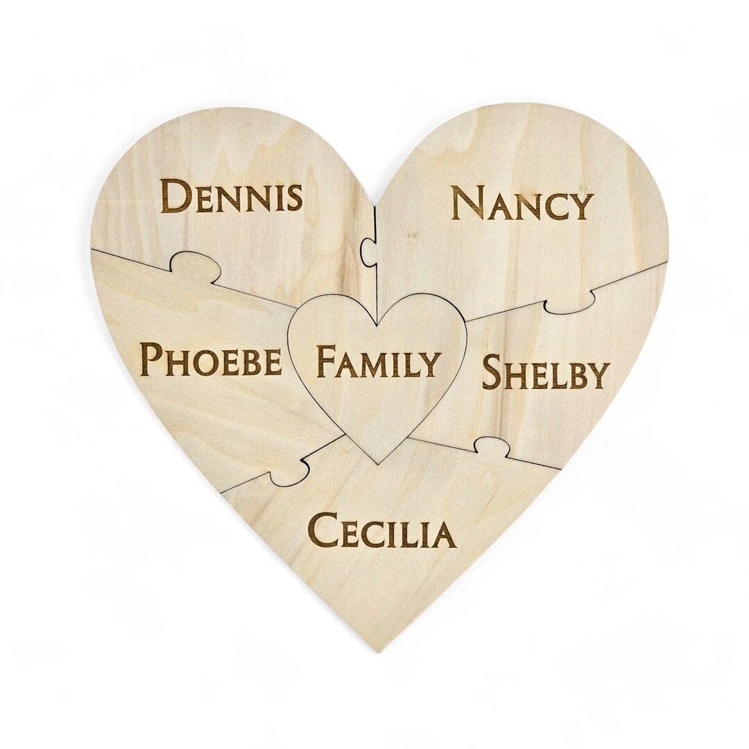 Custom Family Wooden Heart Puzzle - Family Unity Puzzle - Pregnancy ...