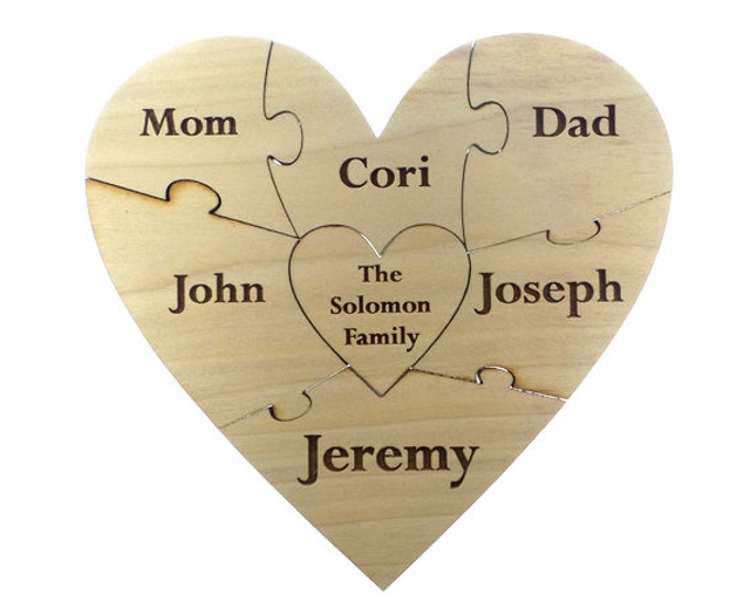 Custom Family Wooden Heart Puzzle Family Unity Puzzle - Etsy