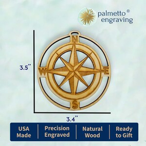 Personalized Compass Ornament - Compass Ornaments - Nautical Ornament ...