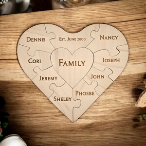 Custom Family Wooden Heart Puzzle - Family Unity Puzzle - Pregnancy ...