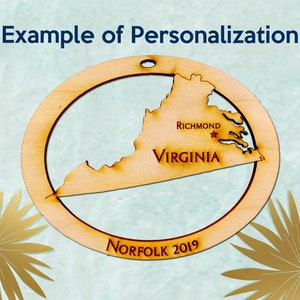Personalized Virginia Ornament Virginia State Ornament - Etsy