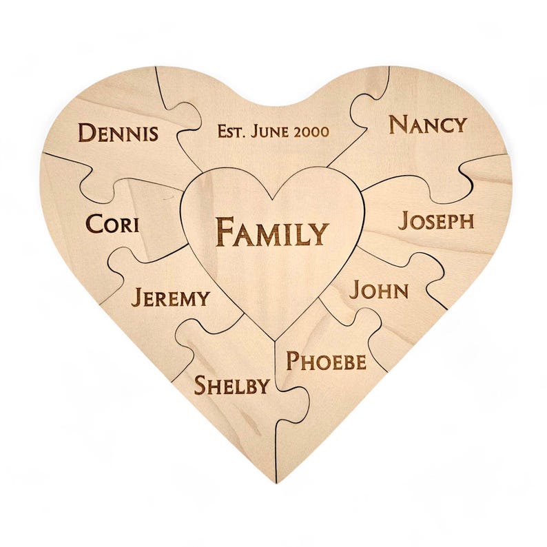 Custom Family Wooden Heart Puzzle - Family Unity Puzzle - Pregnancy ...