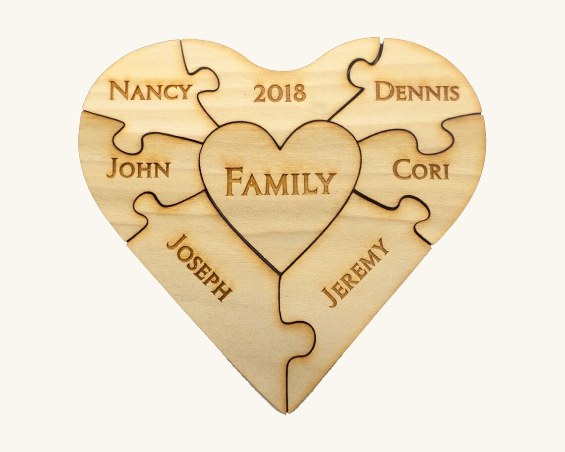 Custom Family Wooden Heart Puzzle Family Unity Puzzle | Etsy