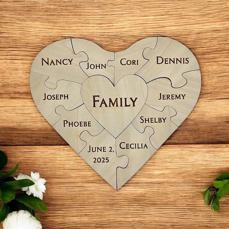 Custom Family Wooden Heart Puzzle - Family Unity Puzzle - Pregnancy ...