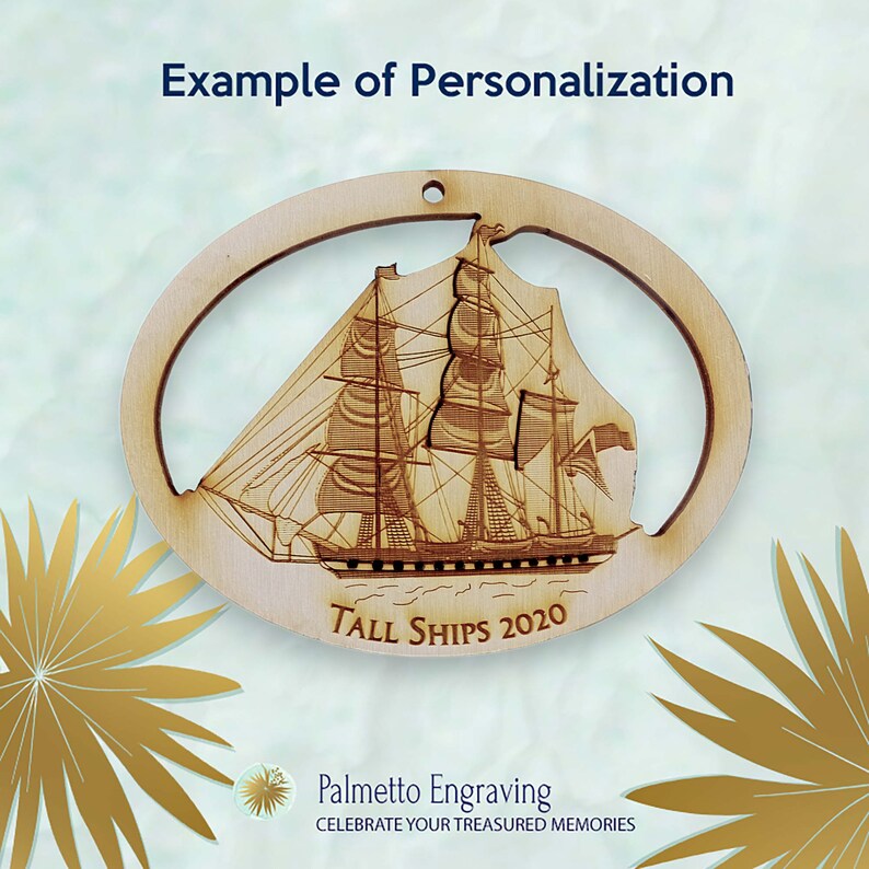 Personalized Tall Ship Ornament, Nautical Decor, Personalized Nautical ...