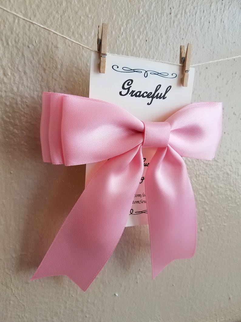Graceful Hair Bow Pretty Pink Satin Ribbon Womens Ladies - Etsy