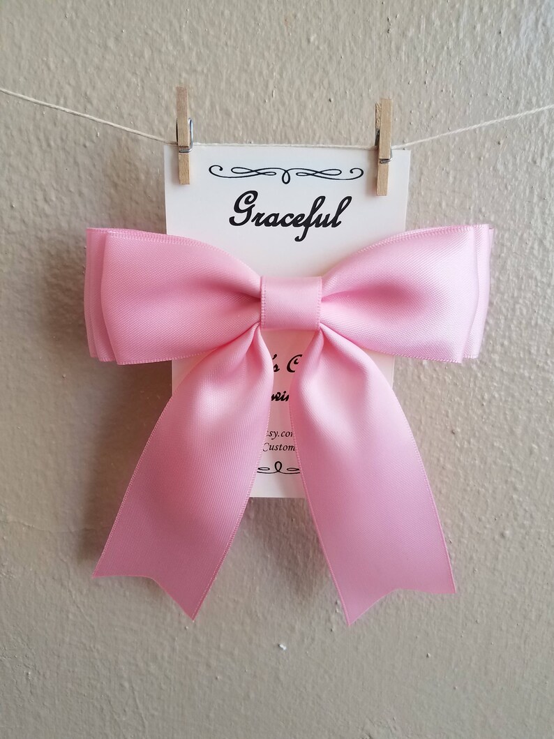 Graceful hair bow pretty pink satin ribbon womens ladies | Etsy