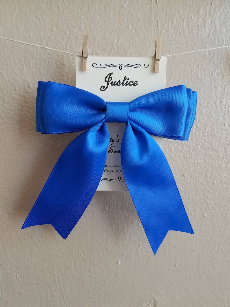 Justice Blue Hair Bow Satin Ribbon Womens Ladies Girls - Etsy