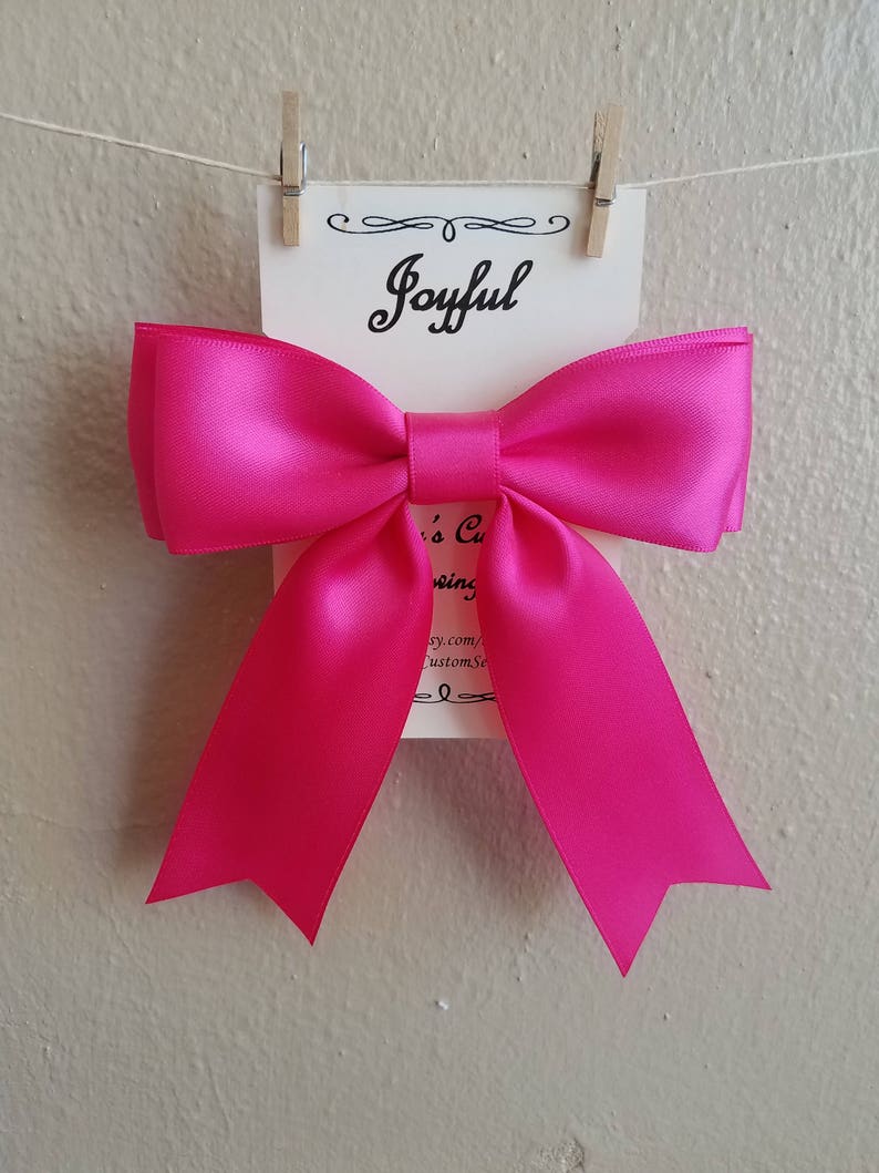 Joyful, Hair Bow, Hot Pink, Satin Ribbon, Womens, Ladies, Girls, Fancy ...