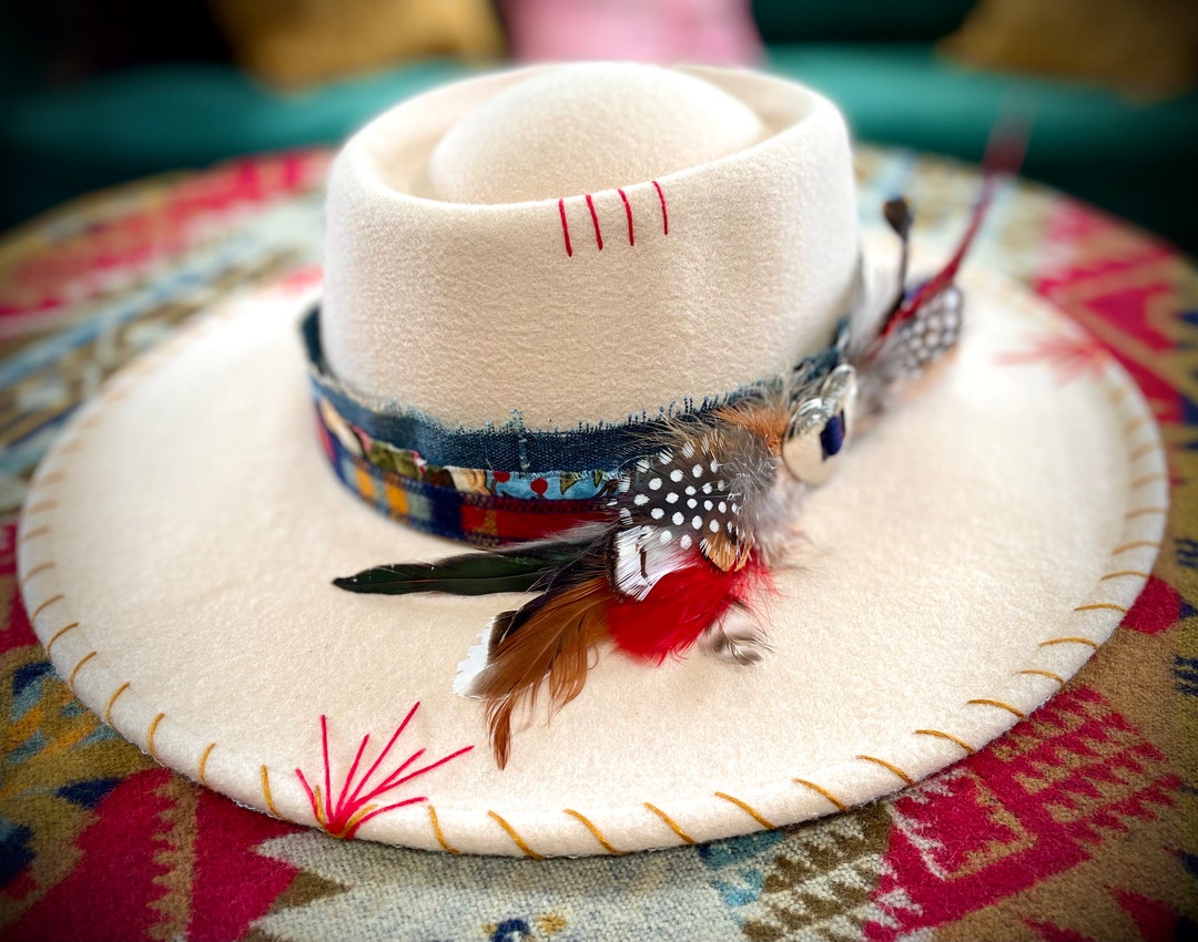 Sierra-custom Embroidered Western Couture Hat With Mudcloth and Oregon ...