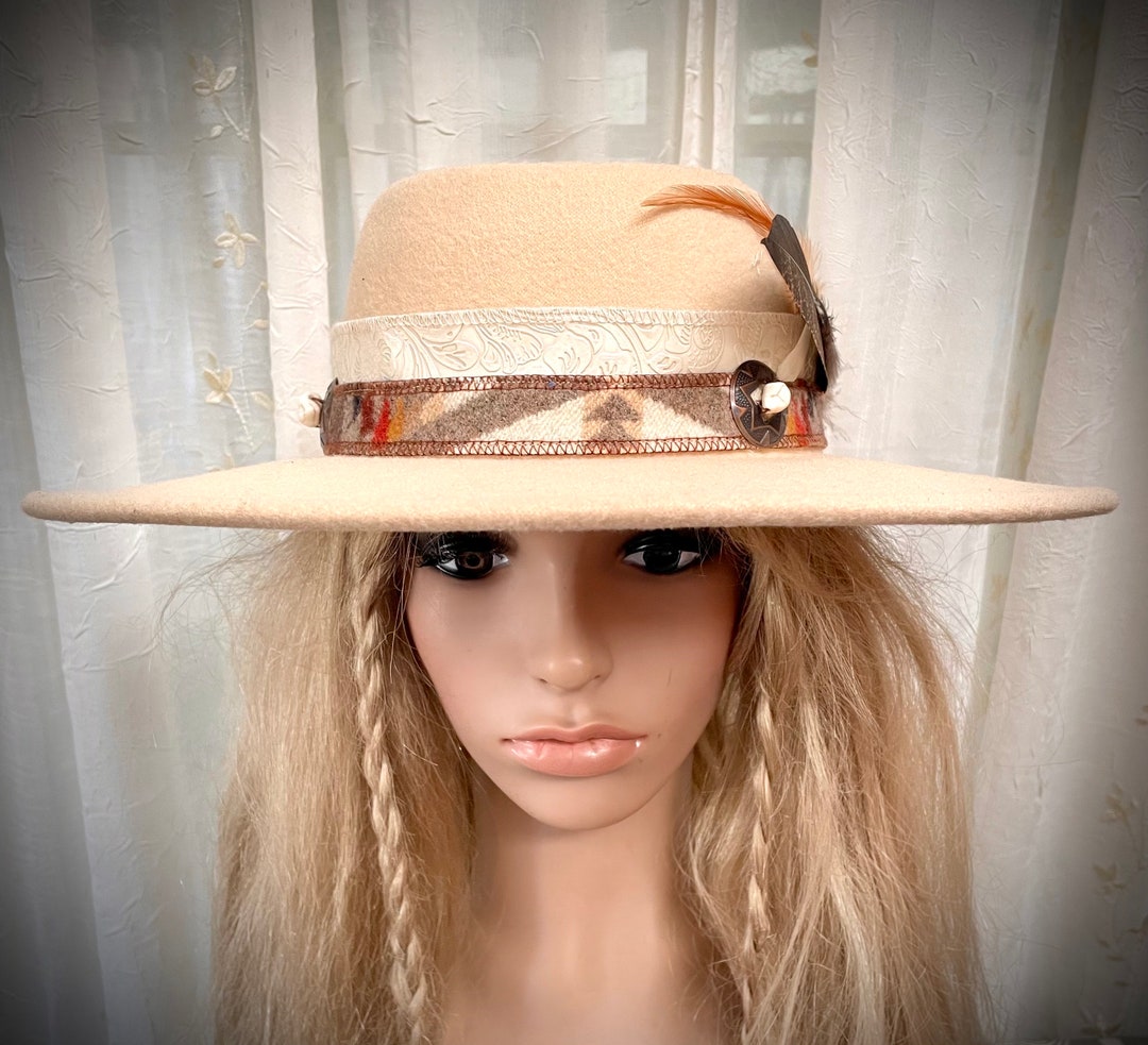 BRAMBLE On-custom Western Hat Feathered Hatband Oregon Wool - Etsy