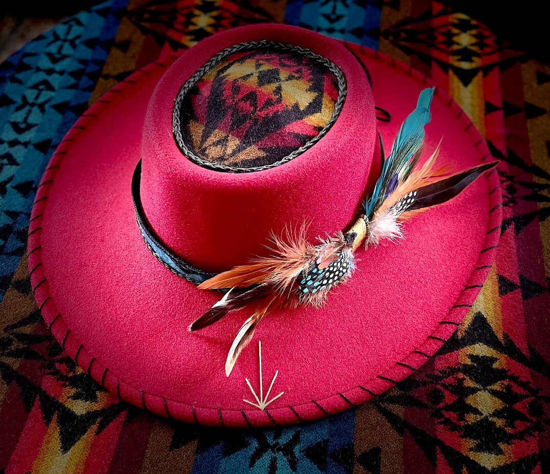 REBEL in Red-couture Western Hat-custom Hand Embroidered-custom ...