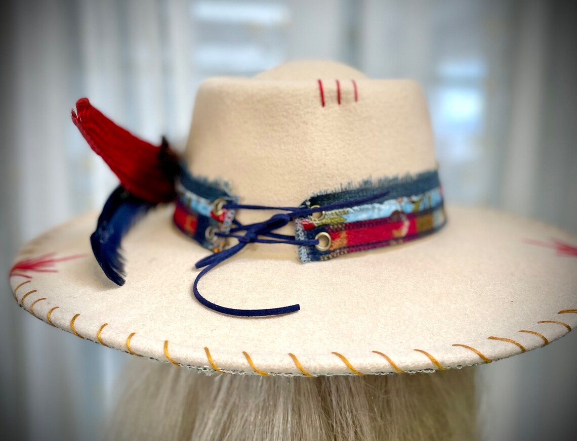 Sierra-custom Embroidered Western Couture Hat With Mudcloth and Oregon ...