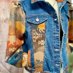BUFFALO GAL Custom Western Denim Jacket With Genuine PNW Wool Made to ...