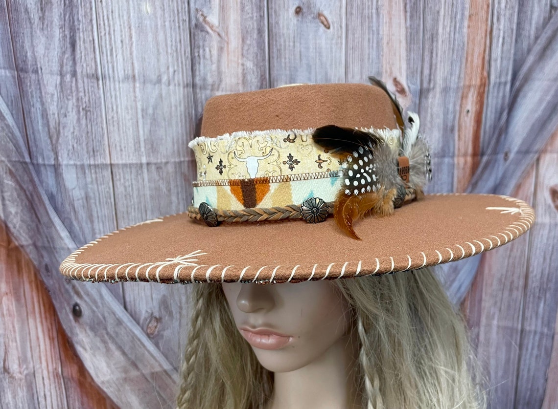 Wildfire-custom Made HAT-#21 With Oregon Wool Custom Feathered Hand ...